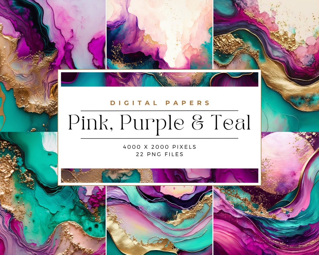 Purple, Pink and Teal Abstract Backgrounds, Alcohol Ink Art, Abstract ...