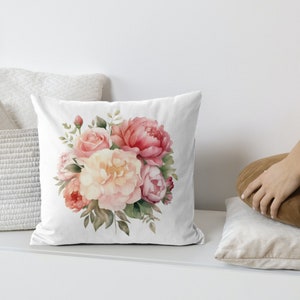 Roses and Peonies Flowers PNG, Watercolor Floral Clipart Bouquets ...