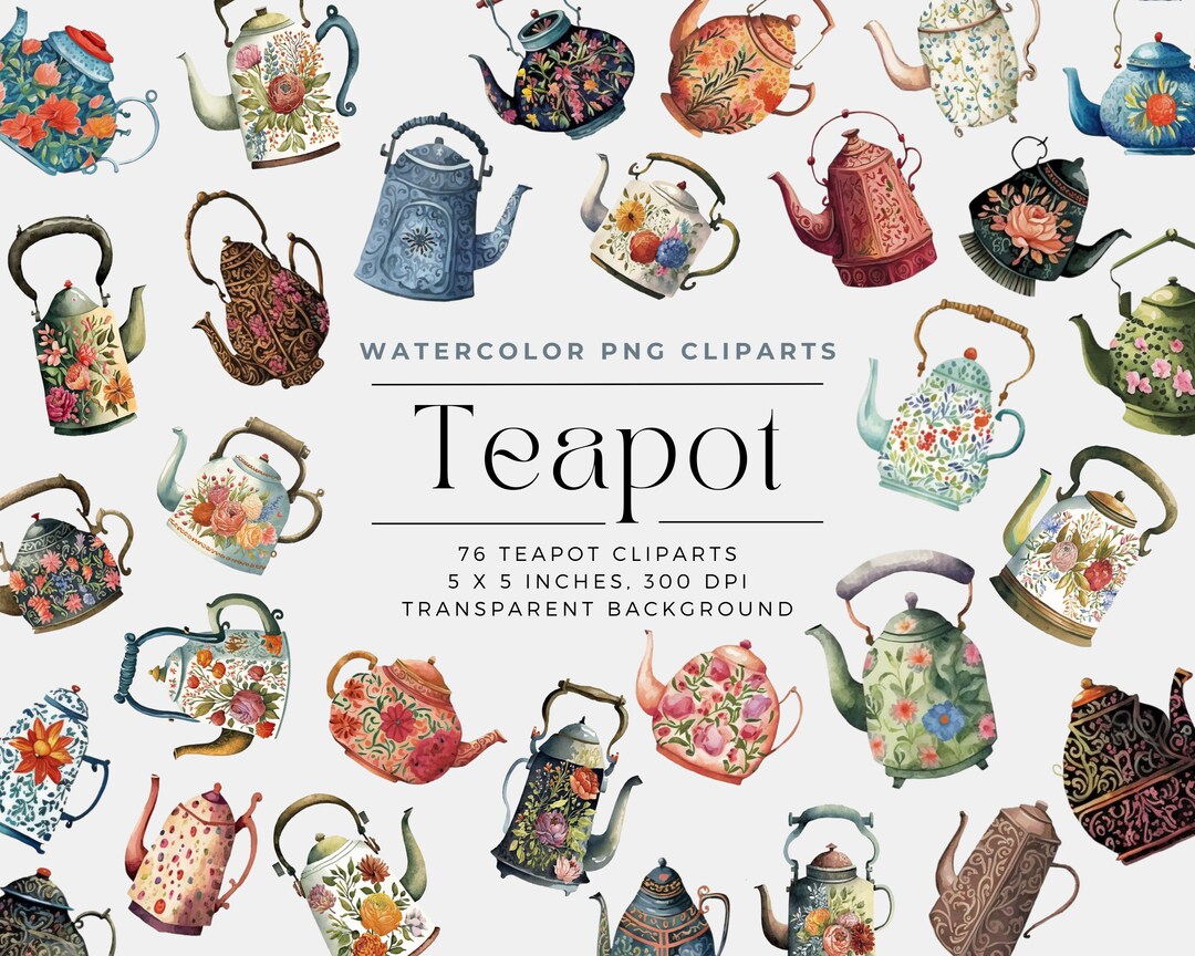 Vintage Teapots | Watercolor Teapots | Vintage Graphics | Junk Journal ...