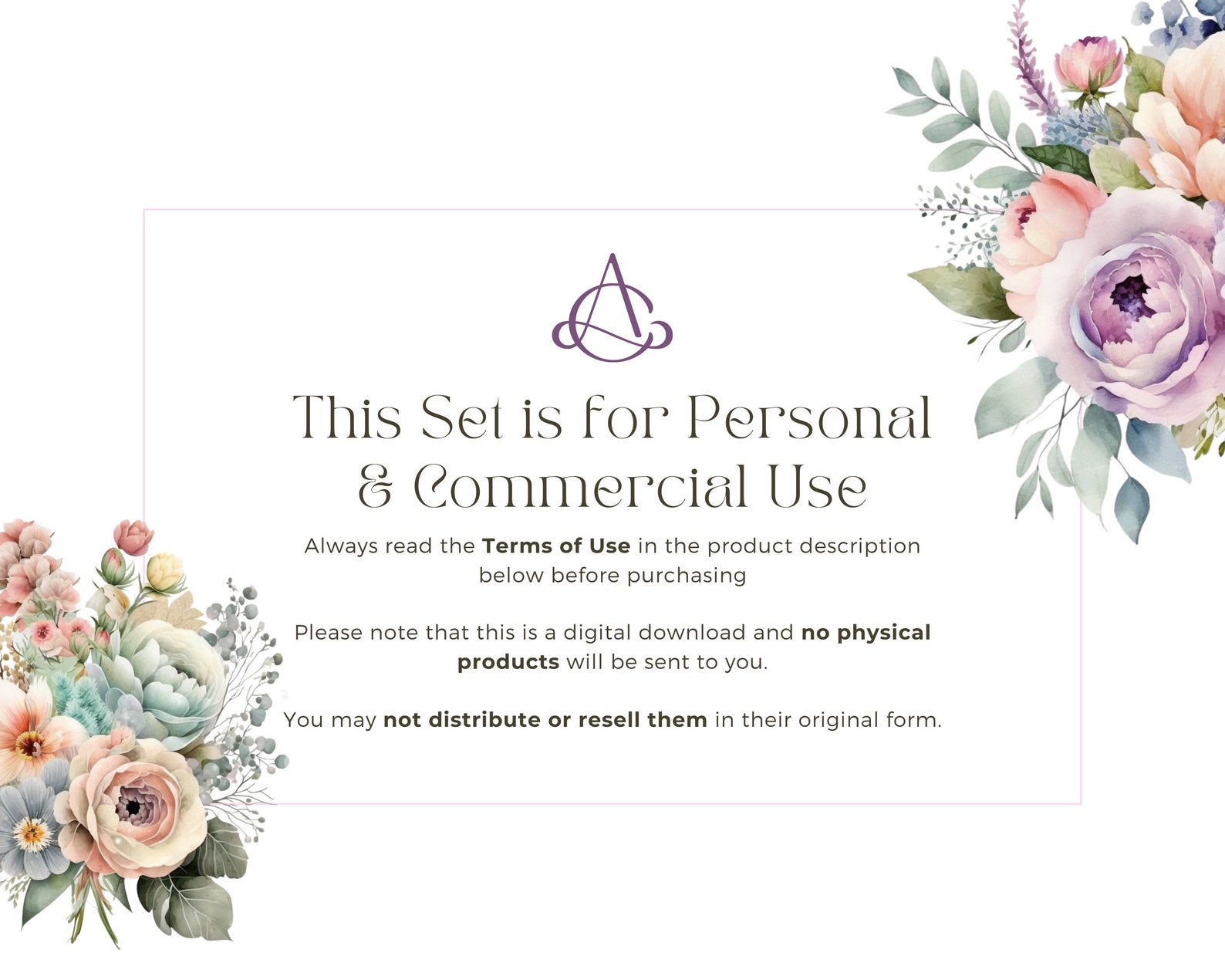 Pastel Flowers PNG, Watercolor Floral Clipart Bouquets, Elements ...