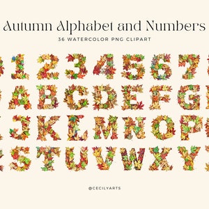 Autumn Alphabet and Numbers, Alphabet PNG, Floral Alphabet A - Z ...