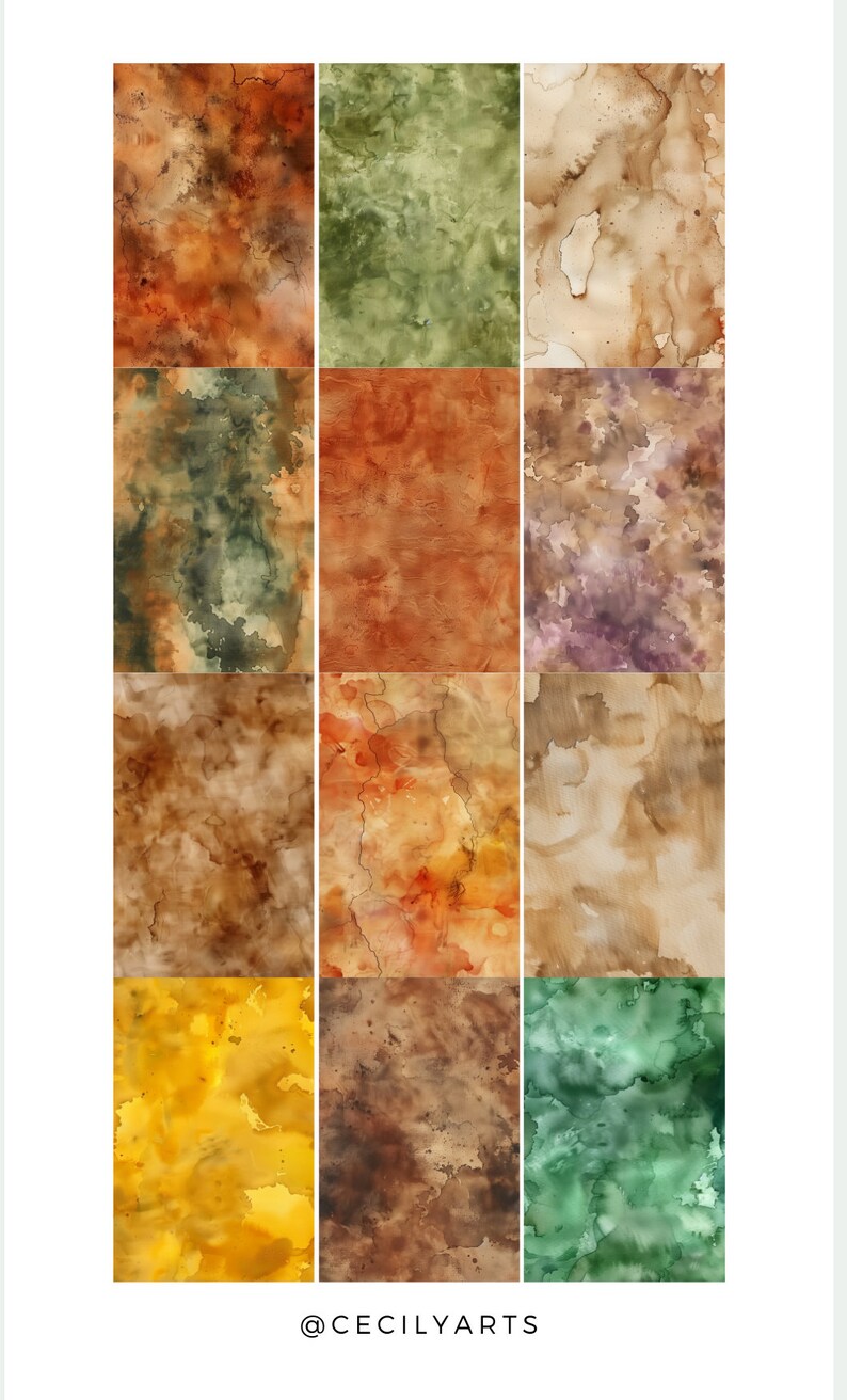 Earth Tone Watercolor Seamless Patterns, Digital Download JPG, Seamless ...