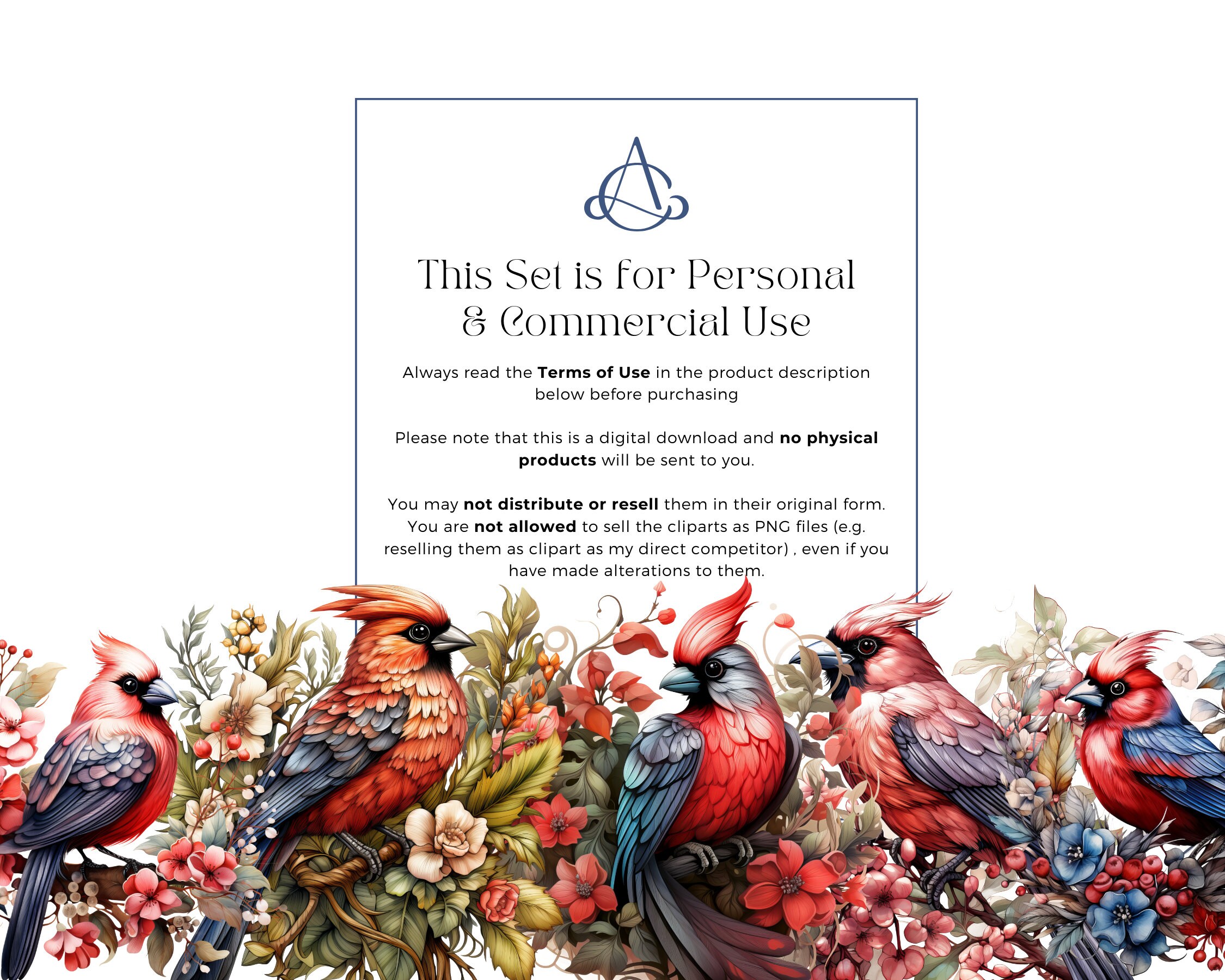Watercolor Floral Red Cardinal Clipart, Red Cardinal, Red Floral, Bird ...