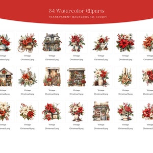 Christmas Vintage Watercolor PNG Clipart Images - Watercolor Christmas ...