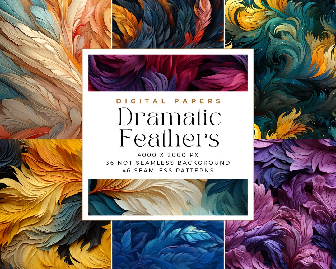 Colorful Feather Digital Paper, Feathers Digital Paper, Commercial Use ...