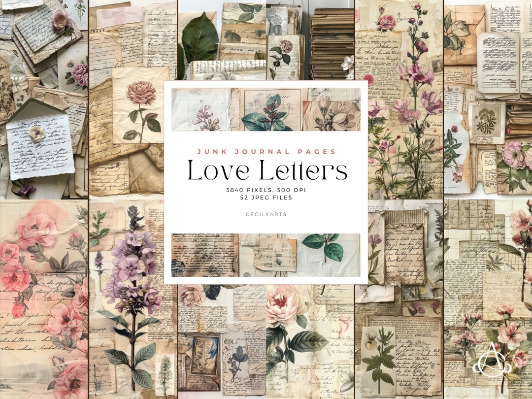 Love Letters Junk Journal Pages: Floral Ephemera (digital Download) - Etsy