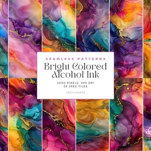 Bright Colored Alcohol Ink Seamless Patterns, Alcohol Ink Digital Paper ...