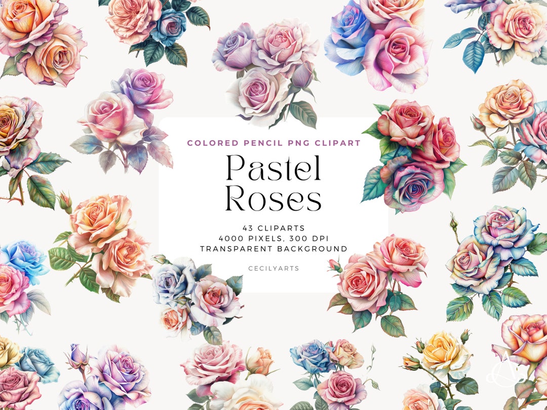 Colored Pencil Pastel Flower Clipart Flowers PNG, Colored Pencil Floral ...