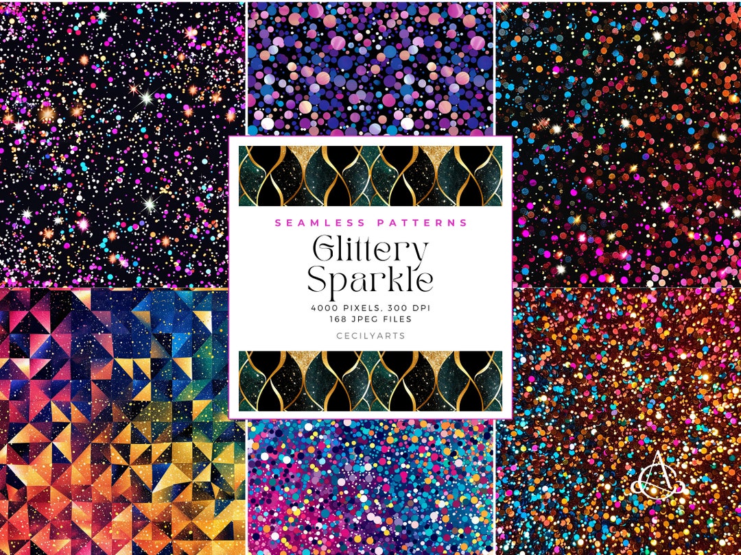 Glittery Sparkle Seamless Patterns Bundle, Glitters Printable Scrapbook ...