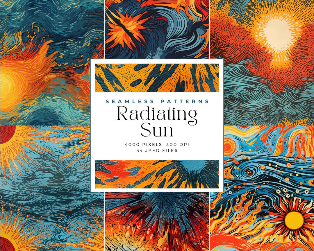 Radiating Sun Seamless Patterns, Sun Seamless Pattern | Sun Digital ...