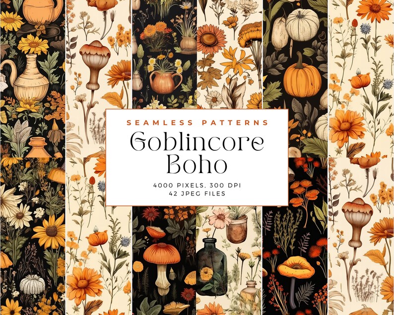 Watercolor Goblincore Digital Paper Seamless Pattern, Commercial Use ...