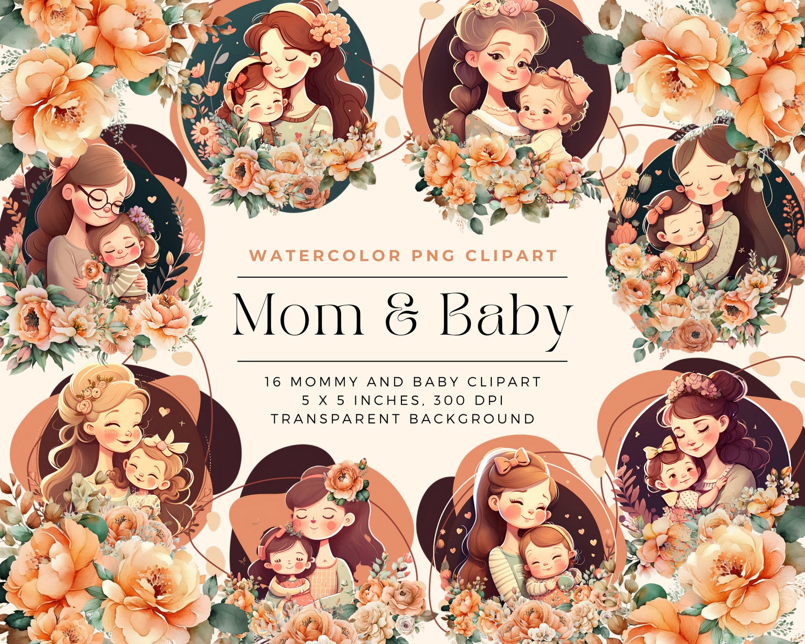 Mothers Day Clipart Mother-daughter Clipart Mother and - Etsy