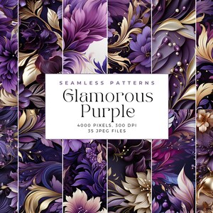 Purple Glamorous Seamless Pattern Digital Paper, Glam Digital Paper ...
