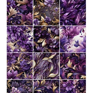 Purple Glamorous Seamless Pattern Digital Paper, Glam Digital Paper ...