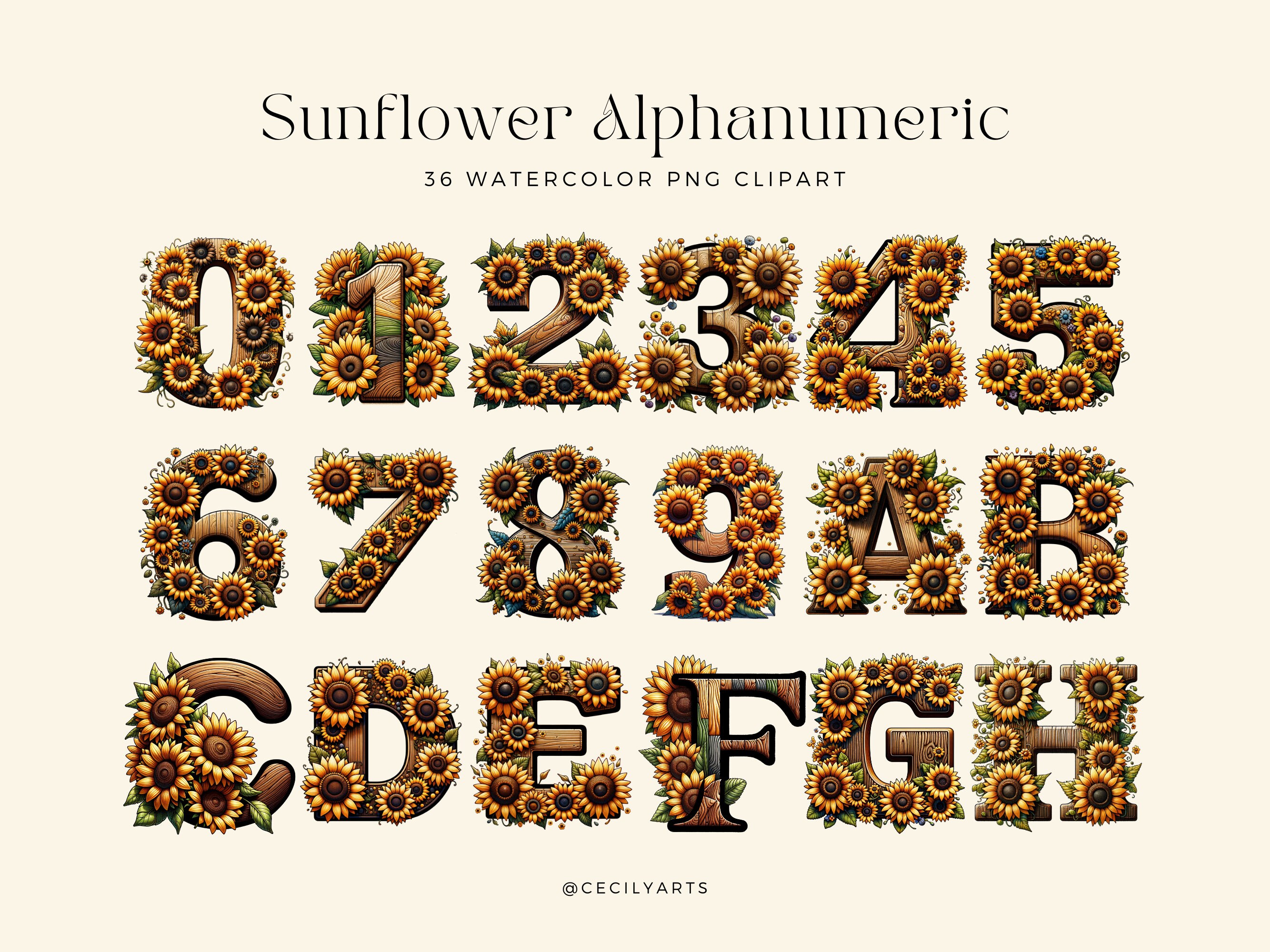 Sunflower Clipart Letter Sunflower Png Sunflower, Floral Alphabet A - Z ...