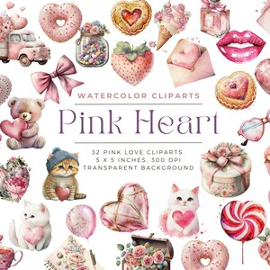 Valentines Day Clipart, Pink Clip Art, Love Clipart, Cute Heart Clipart ...