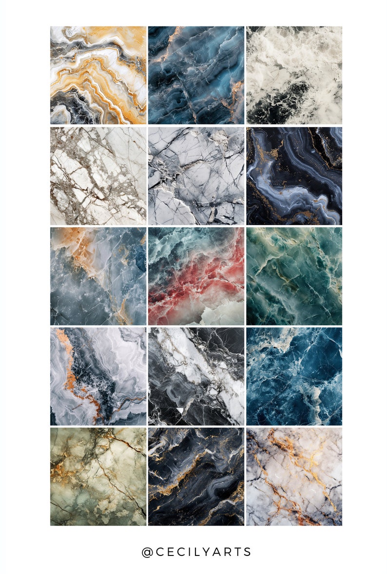 Marble Digital Paper Pack, Marble Textures, NOT Seamless Background ...