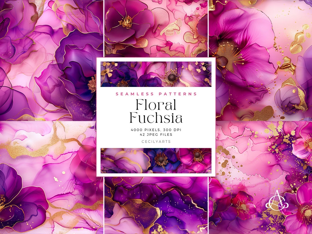 Floral Fuchsia Seamless Patterns, Printable Scrapbook Paper Seamless ...