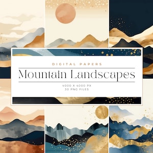 Mountain Landscapes Digital Paper Set, Printable Backgrounds, Junk ...