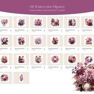 Mauve Pink Dahlia Flowers PNG, Dahlia Bouquets, Watercolor Floral ...