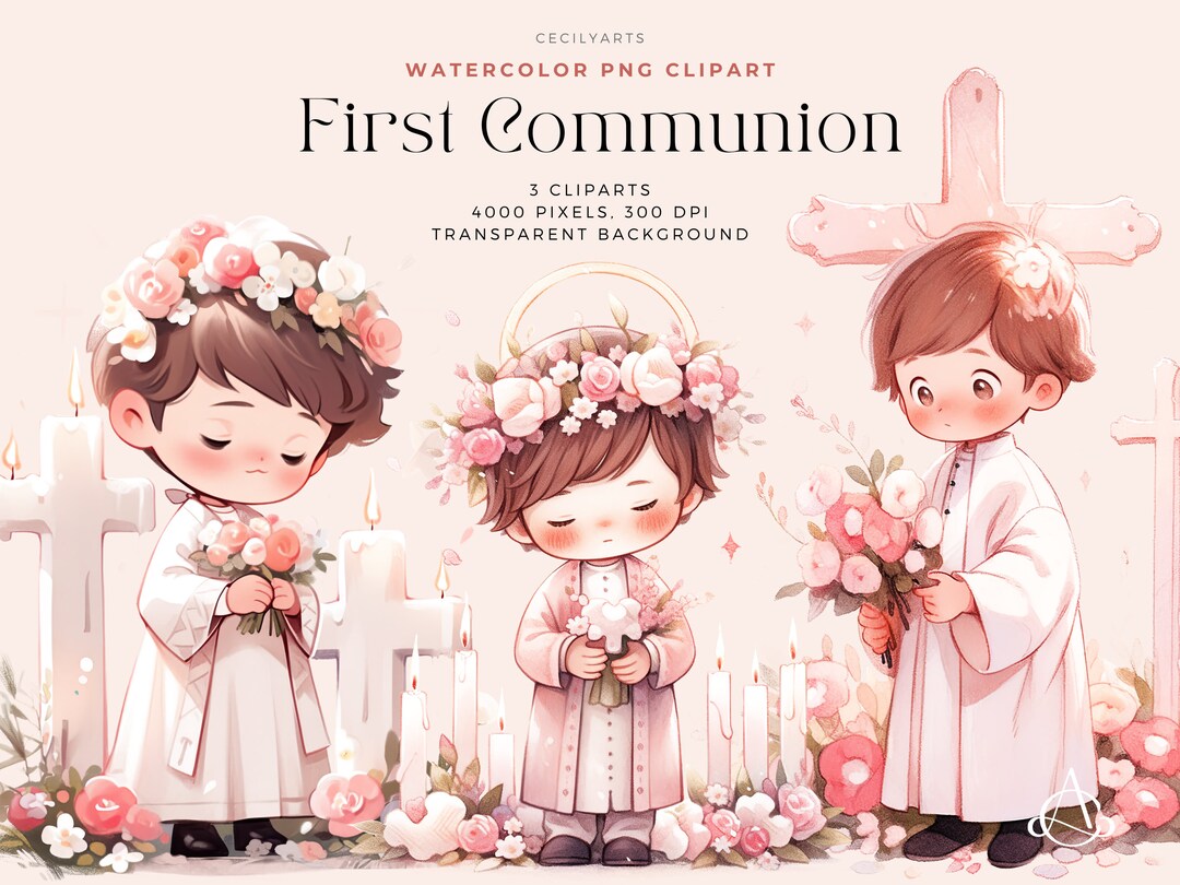 First Communion Watercolor Clipart, Watercolor Clipart, Christian ...