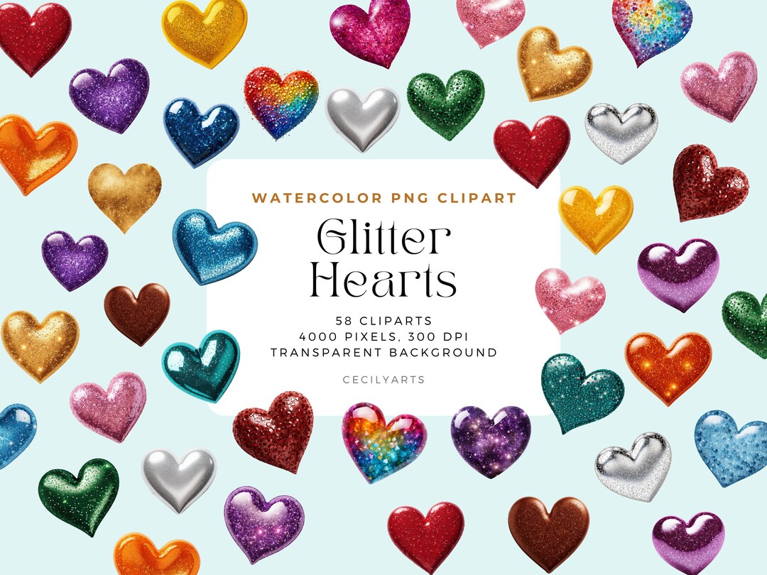Glitter Heart Faux Glitter Applique Design, Valentine Clipart ...