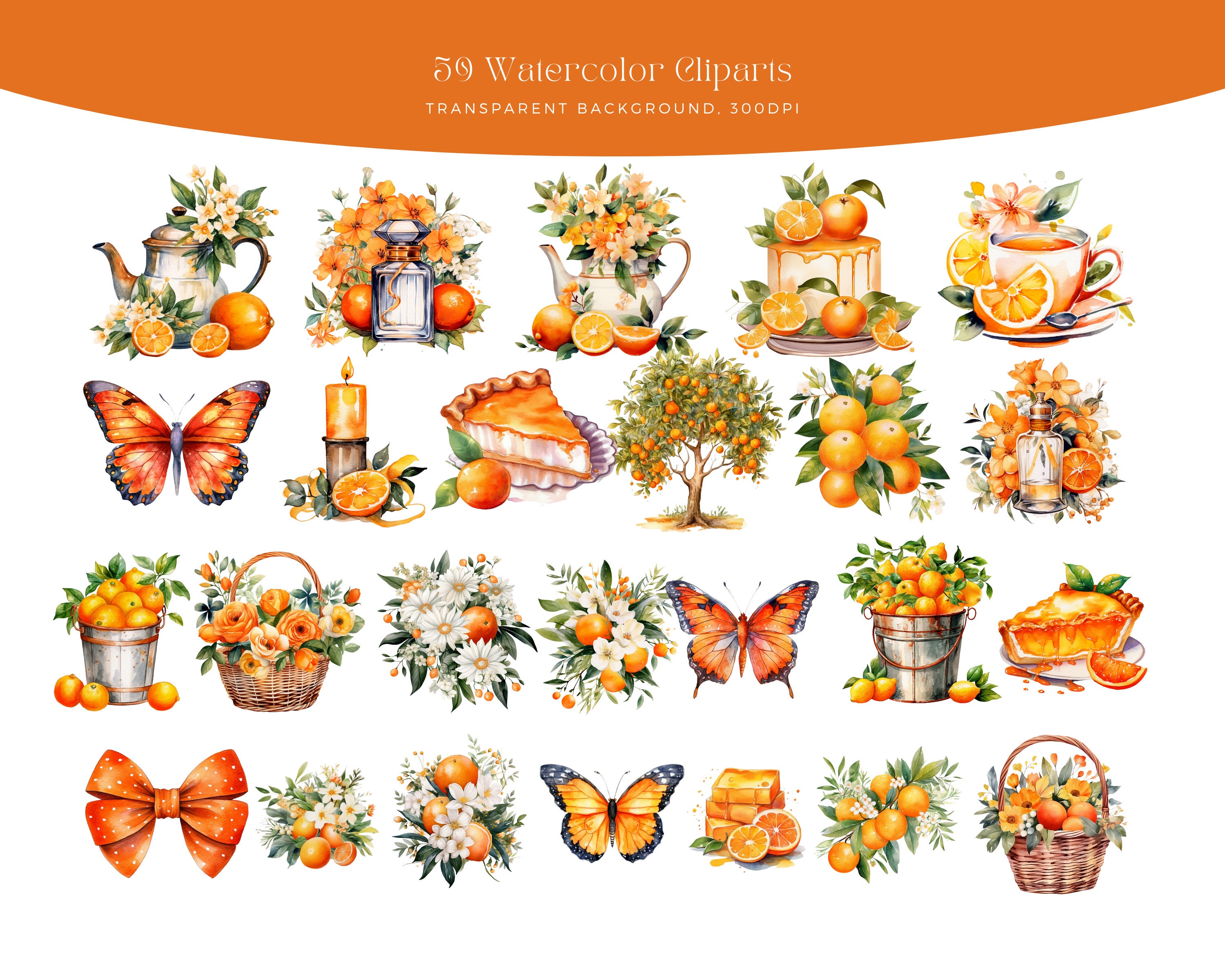 Watercolor Oranges Clipart PNG, Watercolor Sublimation Oranges Clipart ...
