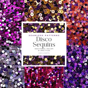 Disco Sequins Seamless Pattern, Glowing Bling Bling Disco Sequin ...