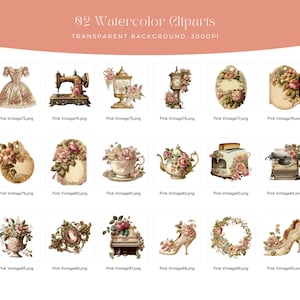 Pink Vintage PNG, Vintage Scrapbook Clipart Bouquets, Elements ...