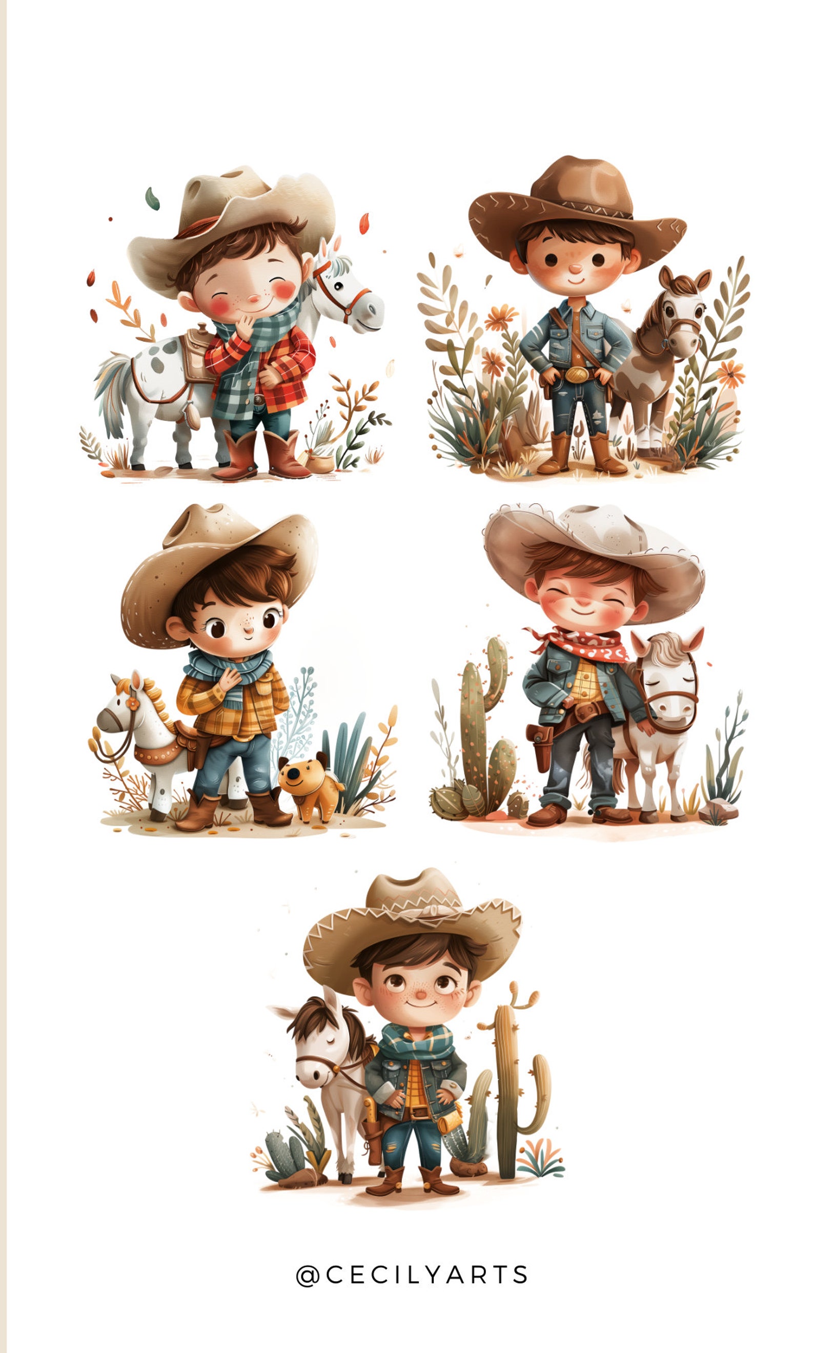 Cute Cowboy Clipart ,digital Download, Baby Western Clipart, Baby ...