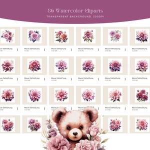 Mauve Pink Dahlia Flowers PNG, Dahlia Bouquets, Watercolor Floral ...