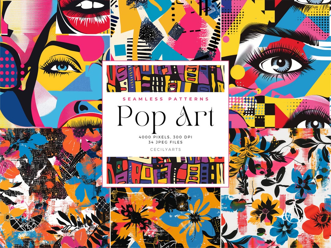 Pop Art Seamless Patterns, Colorful Pop Art Pattern, Digital Paper ...