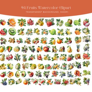 Fruits PNG, Watercolor Fruits Clipart Bouquets, Elements, Commercial ...