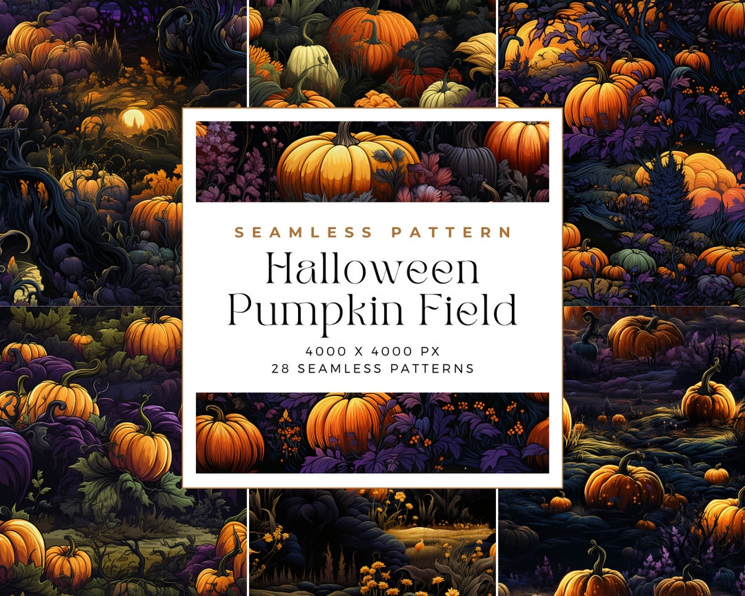 Halloween Pumpkin Field Digital Paper: Seamless Backgrounds (digital ...