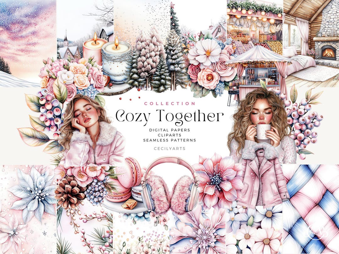 Cozy Watercolor Clipart Bundle: Book Lover, Candles (PNG, JPEG Digital ...