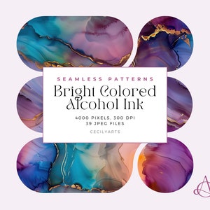 Bright Colored Alcohol Ink Seamless Patterns, Alcohol Ink Digital Paper ...