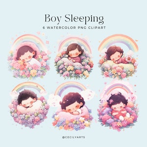 Cute Boy Sleeping Clipart, Cute Boys Clipart, Baby Shower Clipart, Gender Reveal Clipart,nursery ...