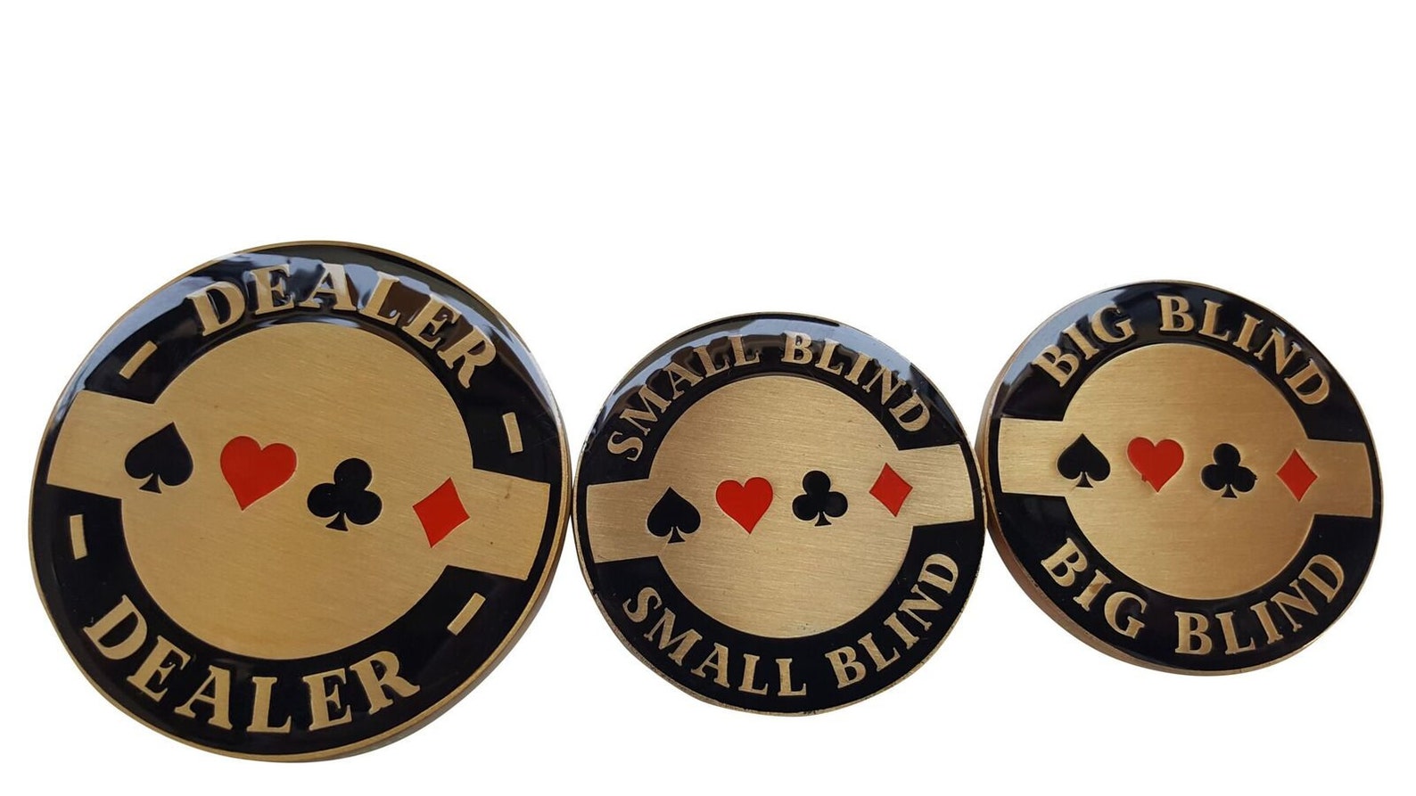 Double Sided Dealer Button, Small Blind & Big Blind Buttons 3 PC Poker ...