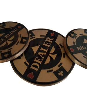 Double Sided Dealer Button, Small Blind & Big Blind Buttons 3 PC Poker ...