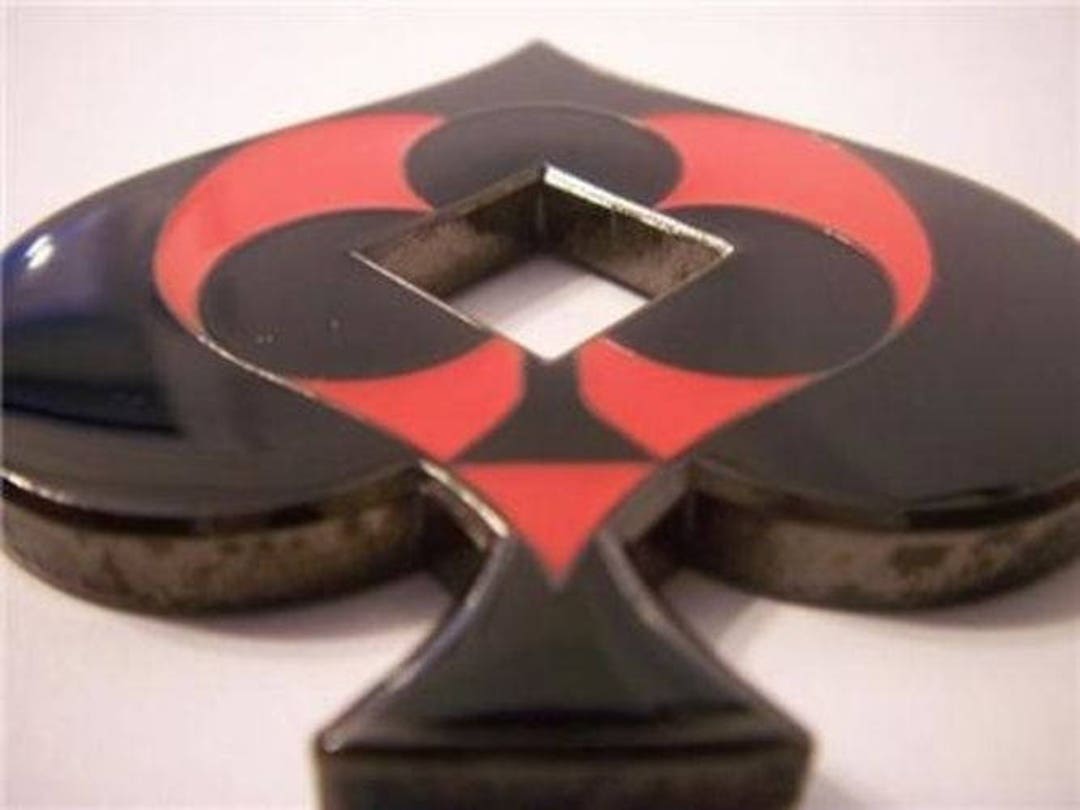 Spade Shaped Black Red Cutout Card Guard Poker Hand Protector Metal New ...