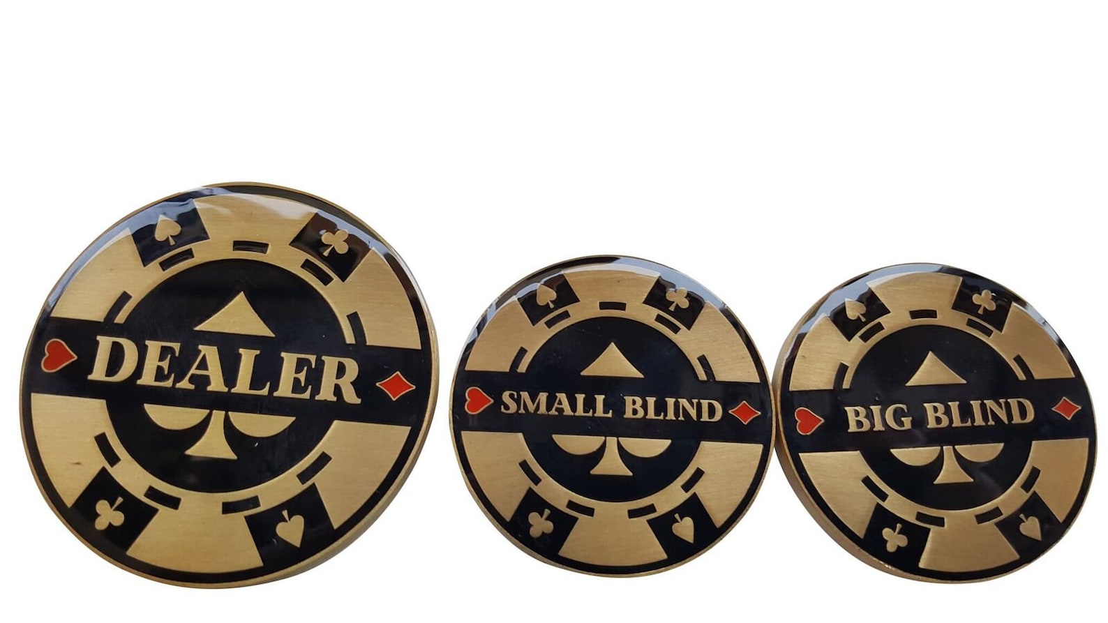 Double Sided Dealer Button, Small Blind & Big Blind Buttons 3 PC Poker ...