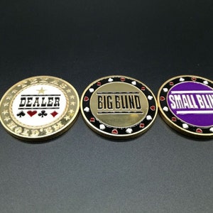 3 PC Metal Poker Buttons Includes Dealer, Small Blind, and Big Blind ...