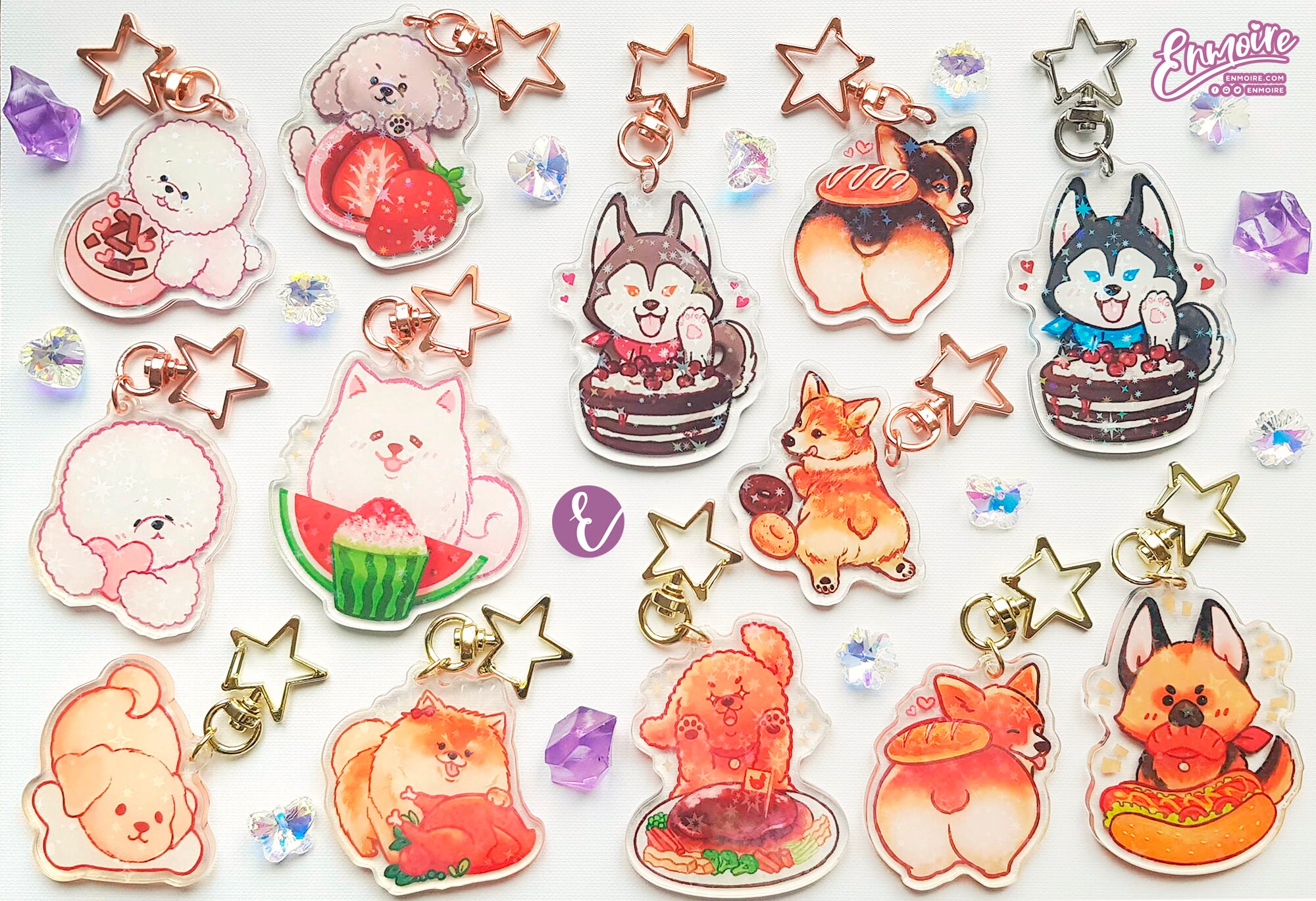 Feed Me Holo Star Acrylic Doggo Keychain Husky Samoyed - Etsy