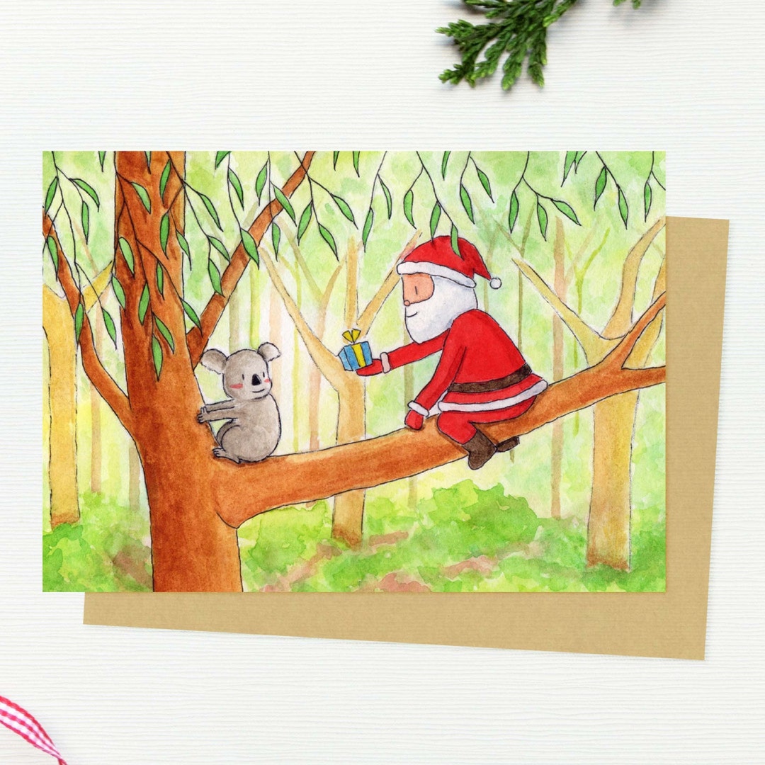 Australian Animals Christmas Card, Koala Christmas Card - Etsy Australia