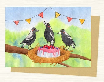 Magpie Birthday Card - Etsy Australia