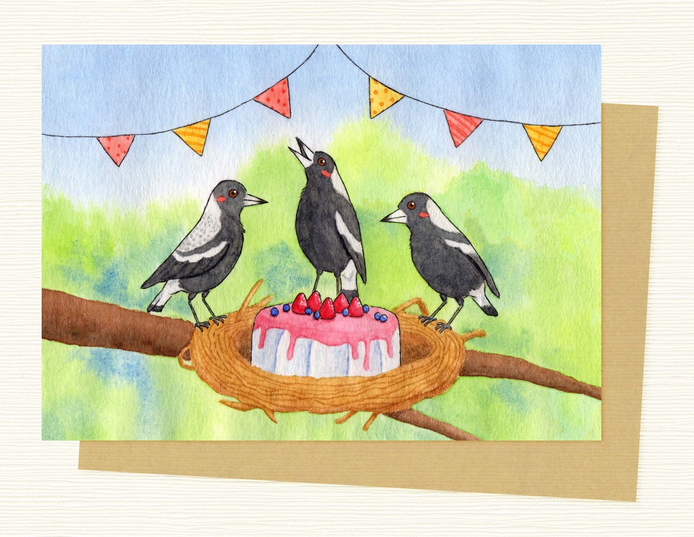 Magpie Birthday Card Birthday Present Australian Animals - Etsy Australia