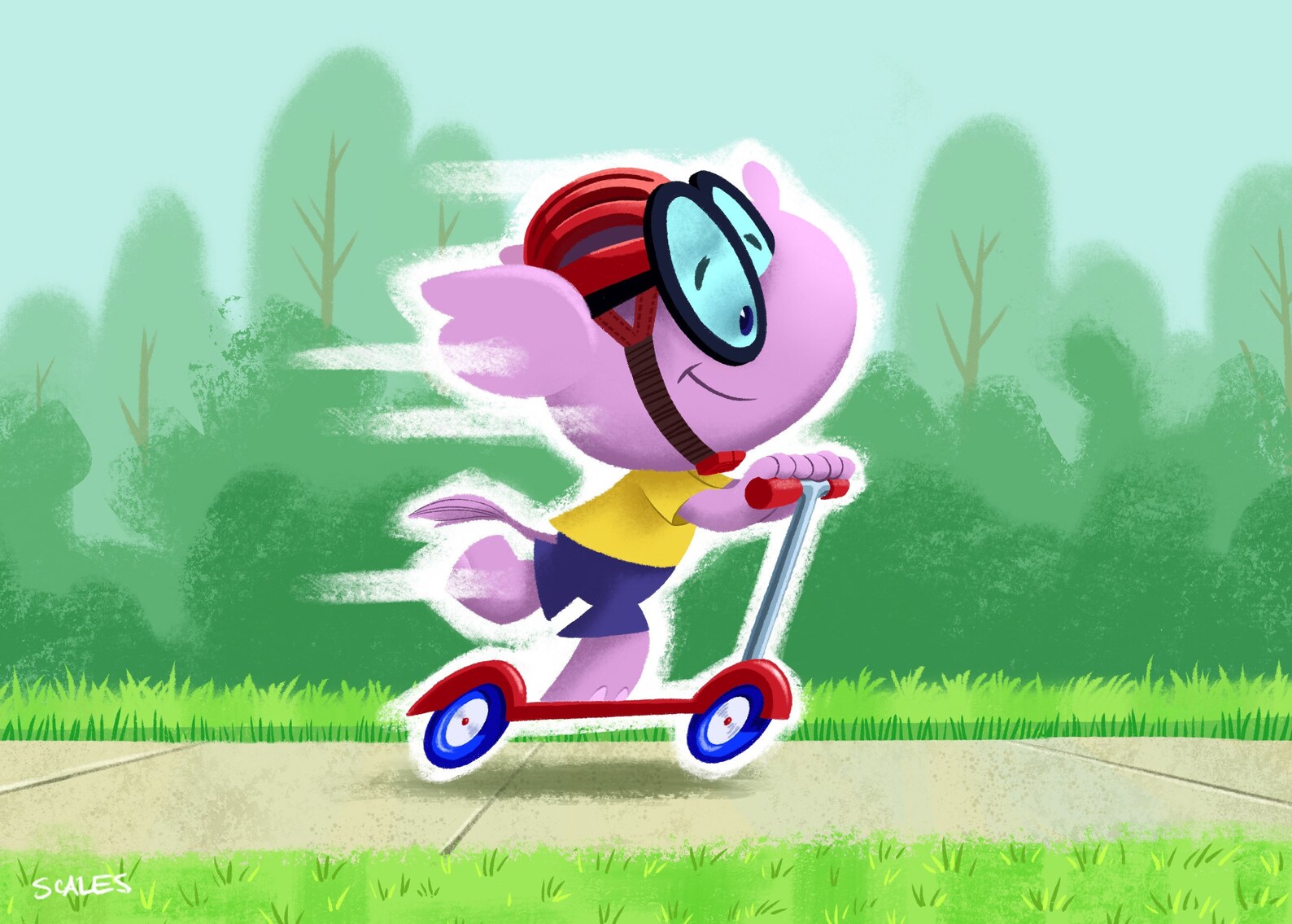 Eric the Elephant riding his scooter 5x7 print | Etsy