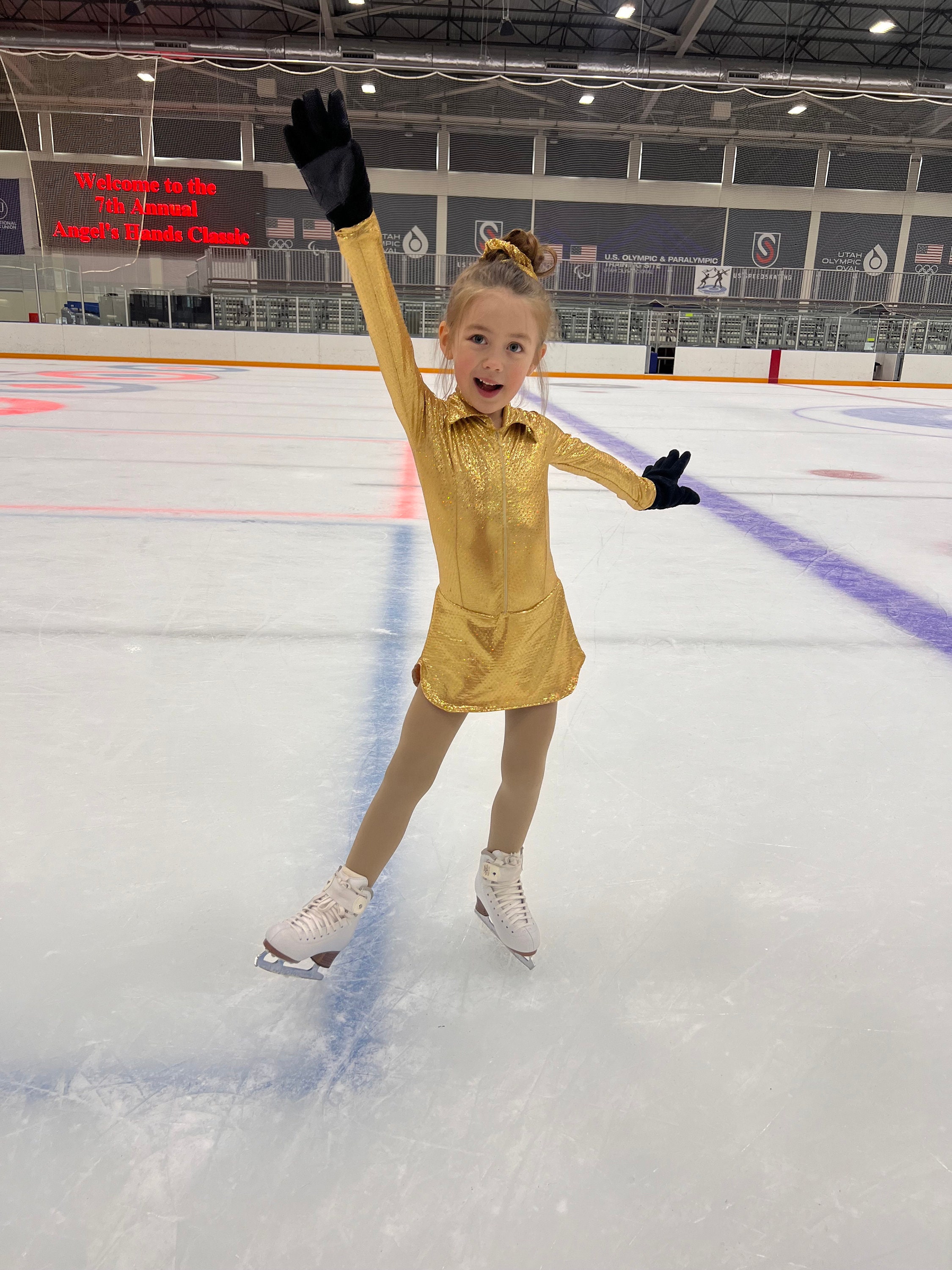 Golden Elegance Ice Skating Dress - Etsy