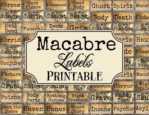 2 SIZES Macabre Creepy Word Labels Printable Wordsdigital - Etsy UK