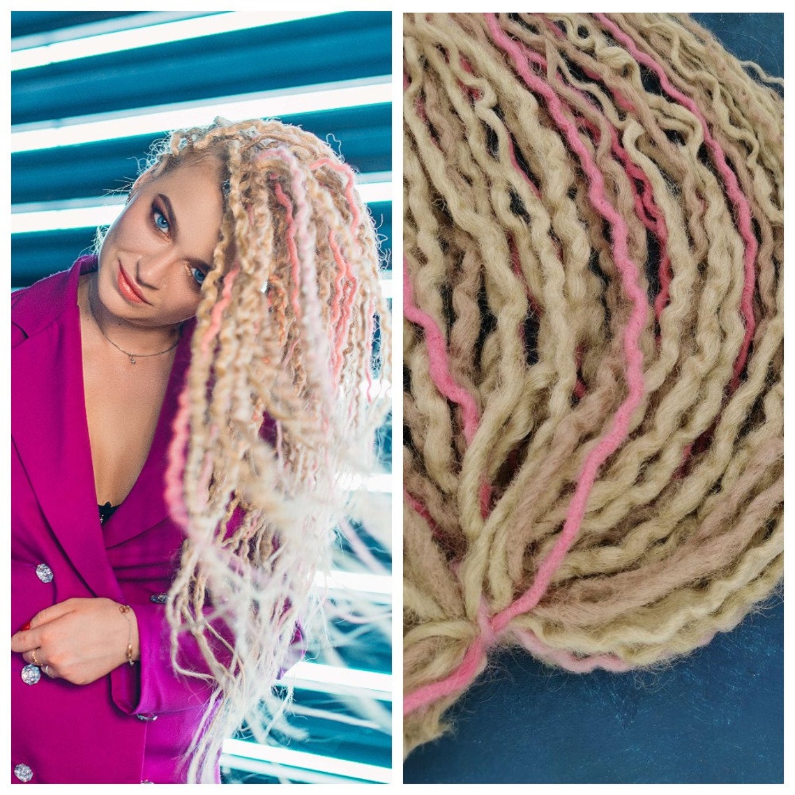 Blonde curly long dreads hair extension | Etsy